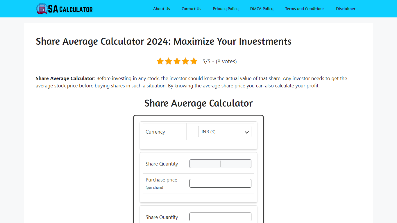 Share Average Calculator Pricing, Reviews, Alternatives