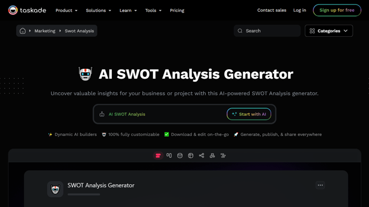 AI SWOT Analysis Generator - Taskade vs Marketing Mega-Prompts ...