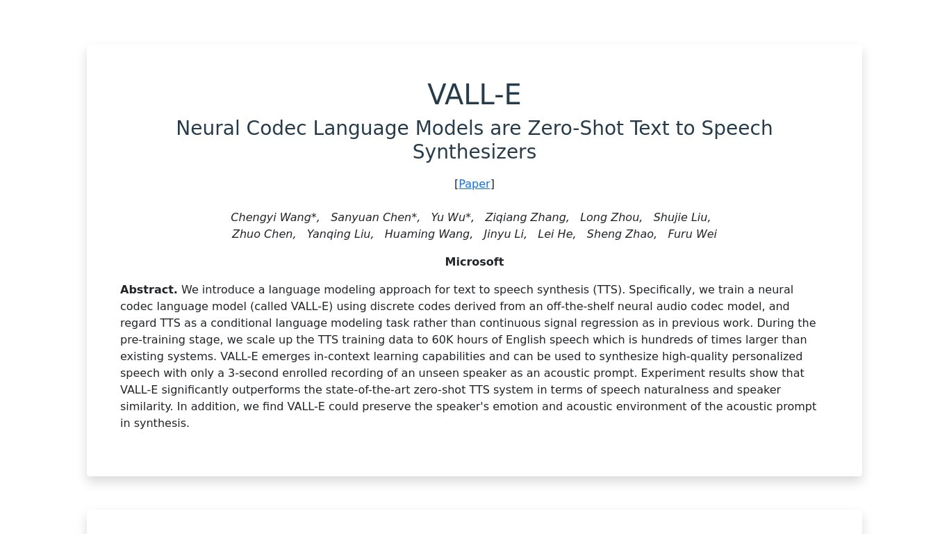 VALL-E Pricing, Reviews, Alternatives - AI Audio Generation